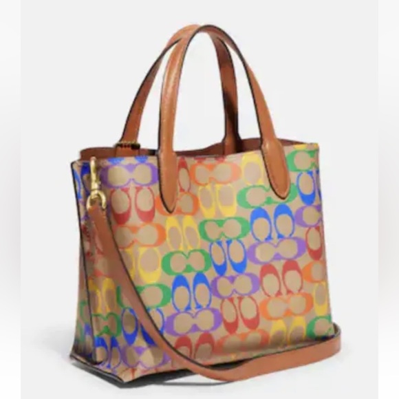 Coach | Bags | Coach Willow 24 B4tan Hazelnut Multi Tote In Rainbow ...